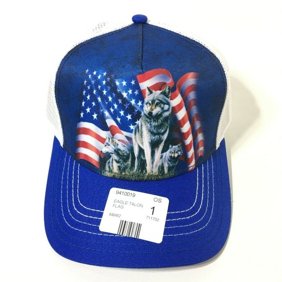 The Mountain | Accessories | The Mountain Wolf Pack Flag Trucker Hat One Size Blue | Poshmark